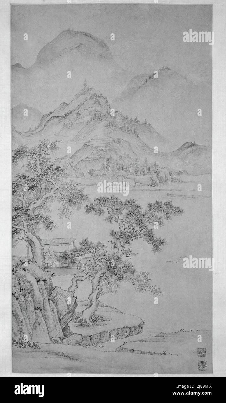 River and Mountain Landscape, Ming dynasty (1368-1644 Stock Photo - Alamy