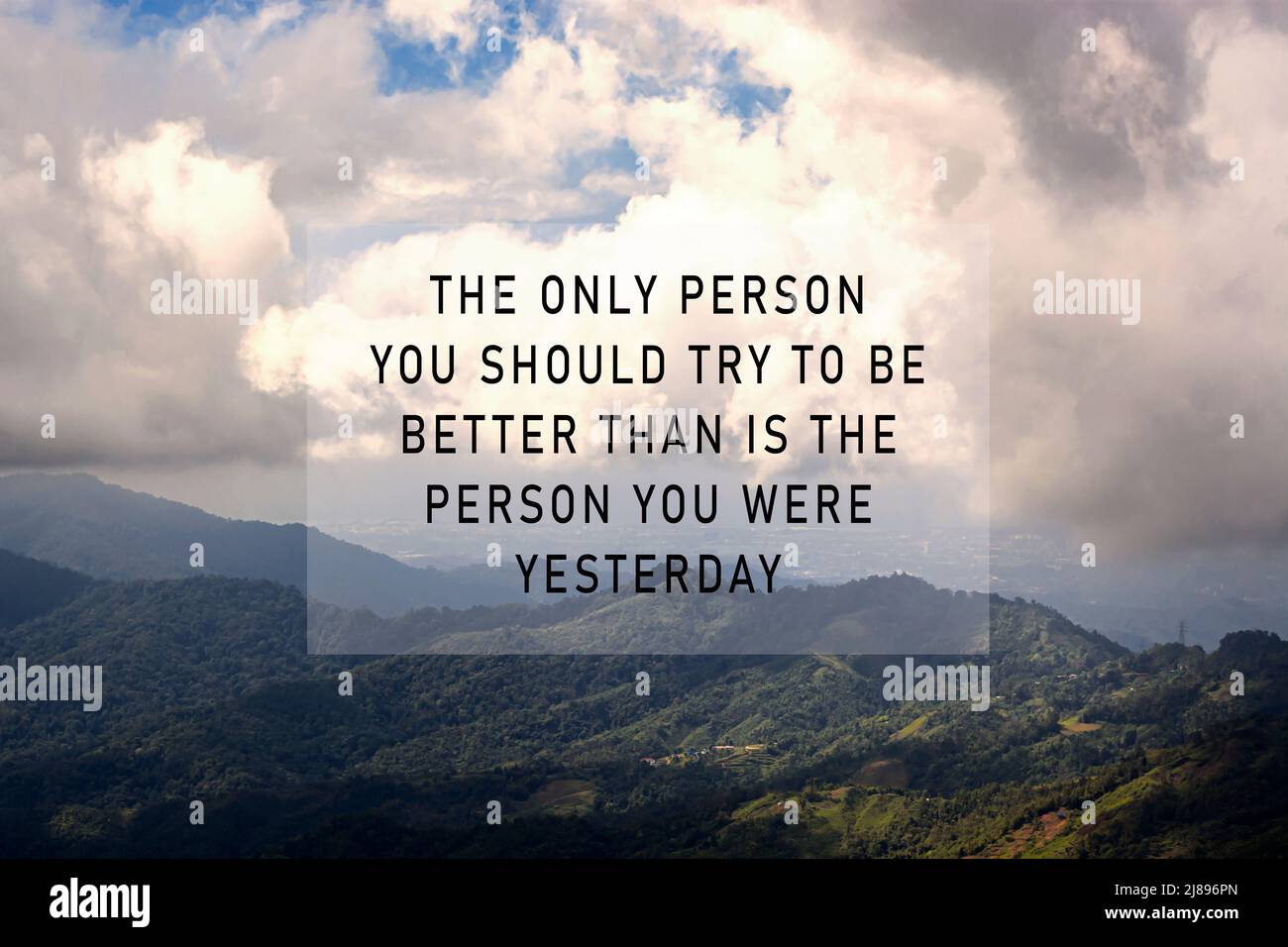 Motivational and inspirational quotes against mountain view background ...