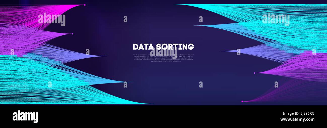 Data sorting information infographic. Data funnel ai network. Technology blockchain background ...