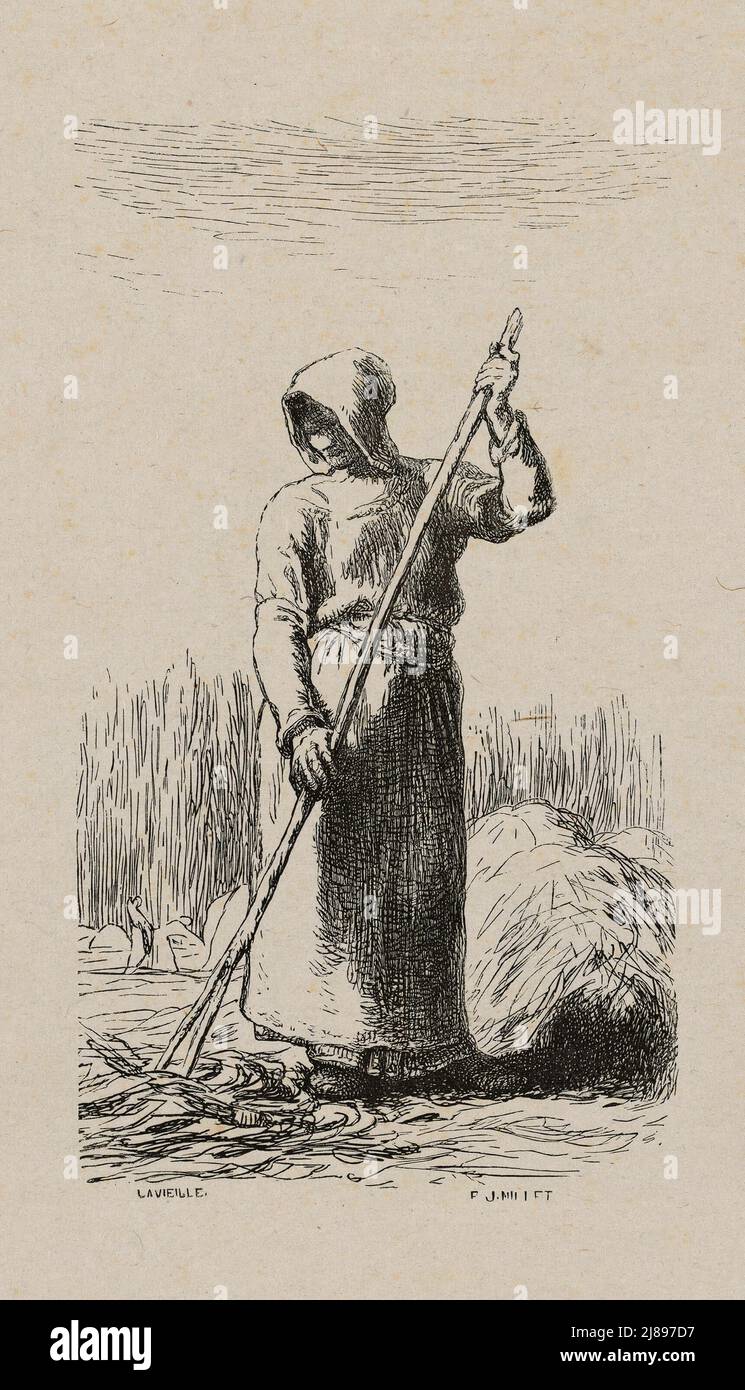 Woman Raking Hay, 1853, after drawing made in 1852 Stock Photo - Alamy