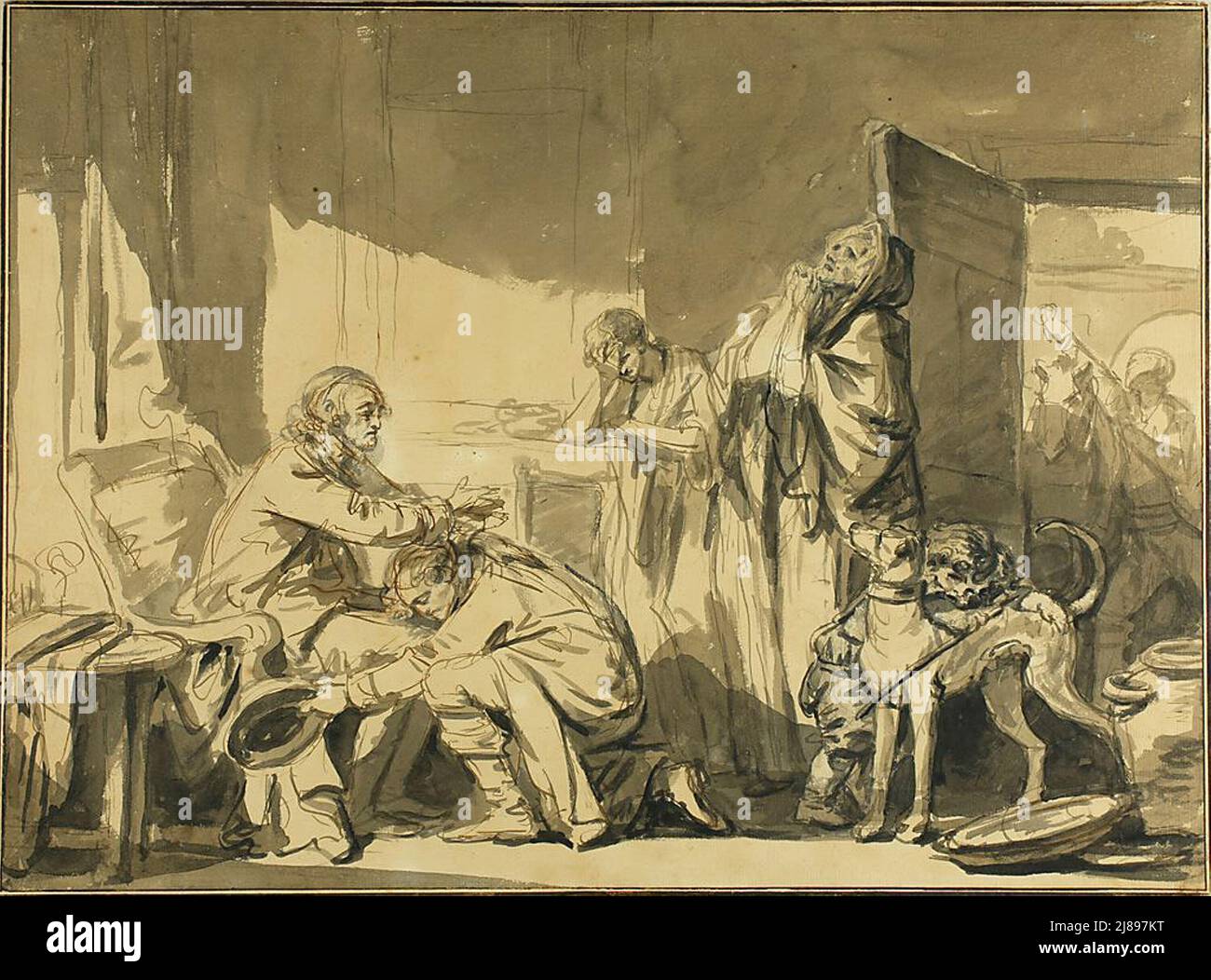 The Paternal Blessing, or The Departure of Basile, c. 1769 Stock Photo ...