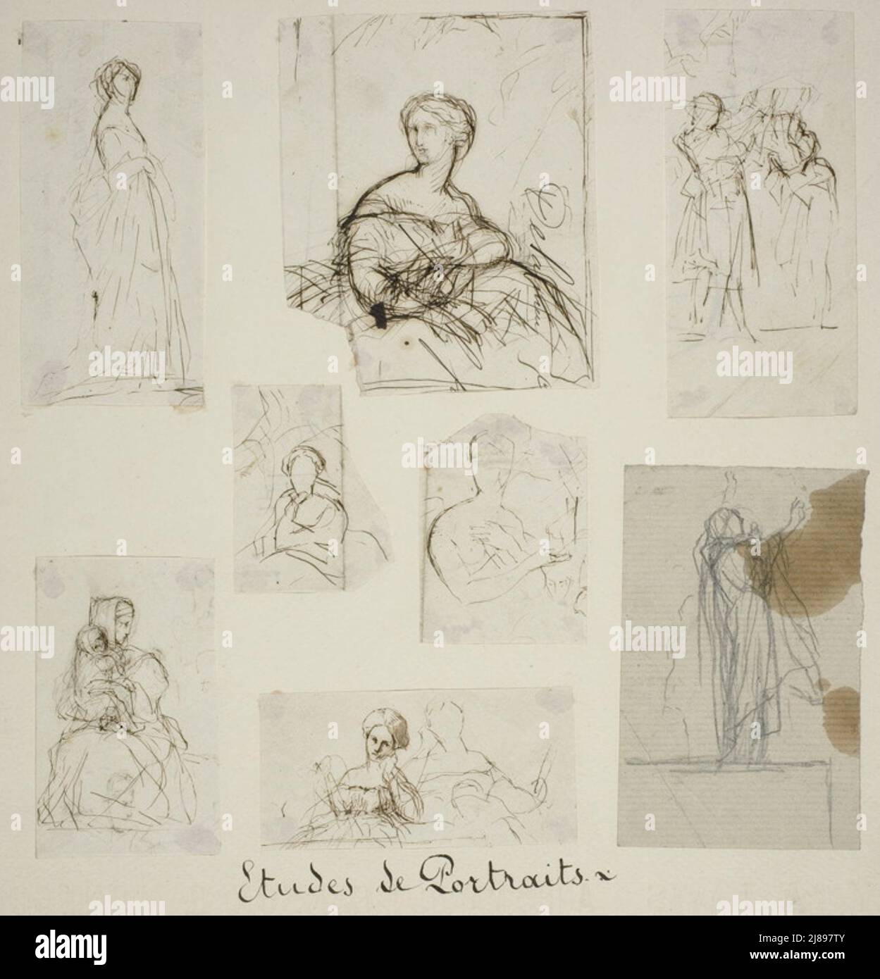 Group of Portrait and Compositional Studies, n.d Stock Photo - Alamy