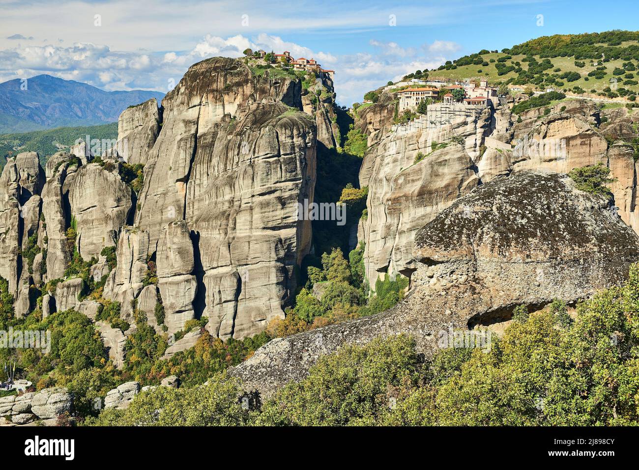 Meteora monasteries in the mountains in Greece Stock Photo - Alamy