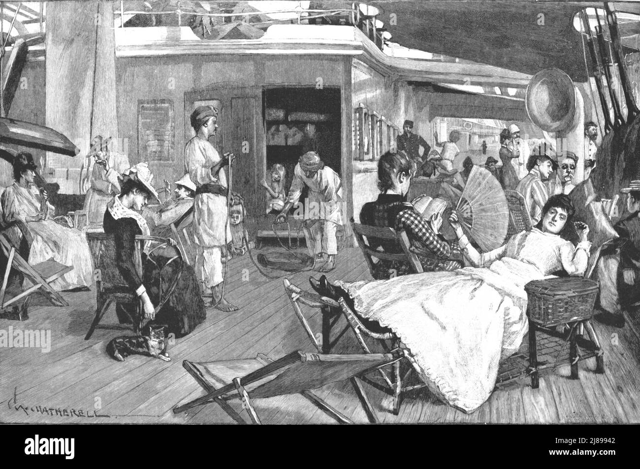 ''The Quarter Deck of a 'P and O' Steamer', 1888. From, 'The Graphic ...