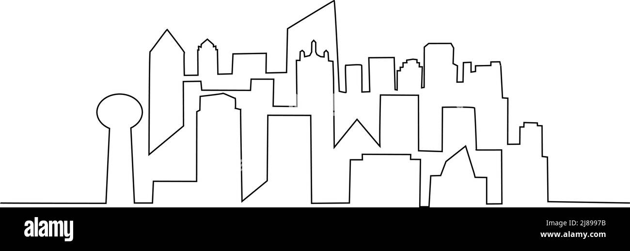 City scape, house, residential building concept. One line drawing Stock ...