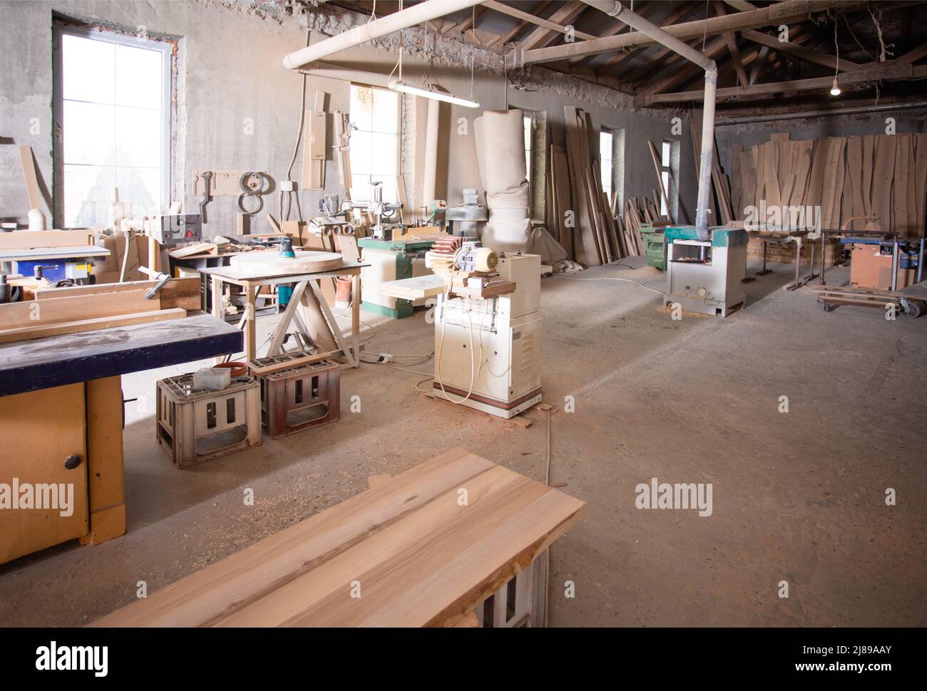 Modern carpentry shop for the manufacture wooden furniture Stock Photo ...