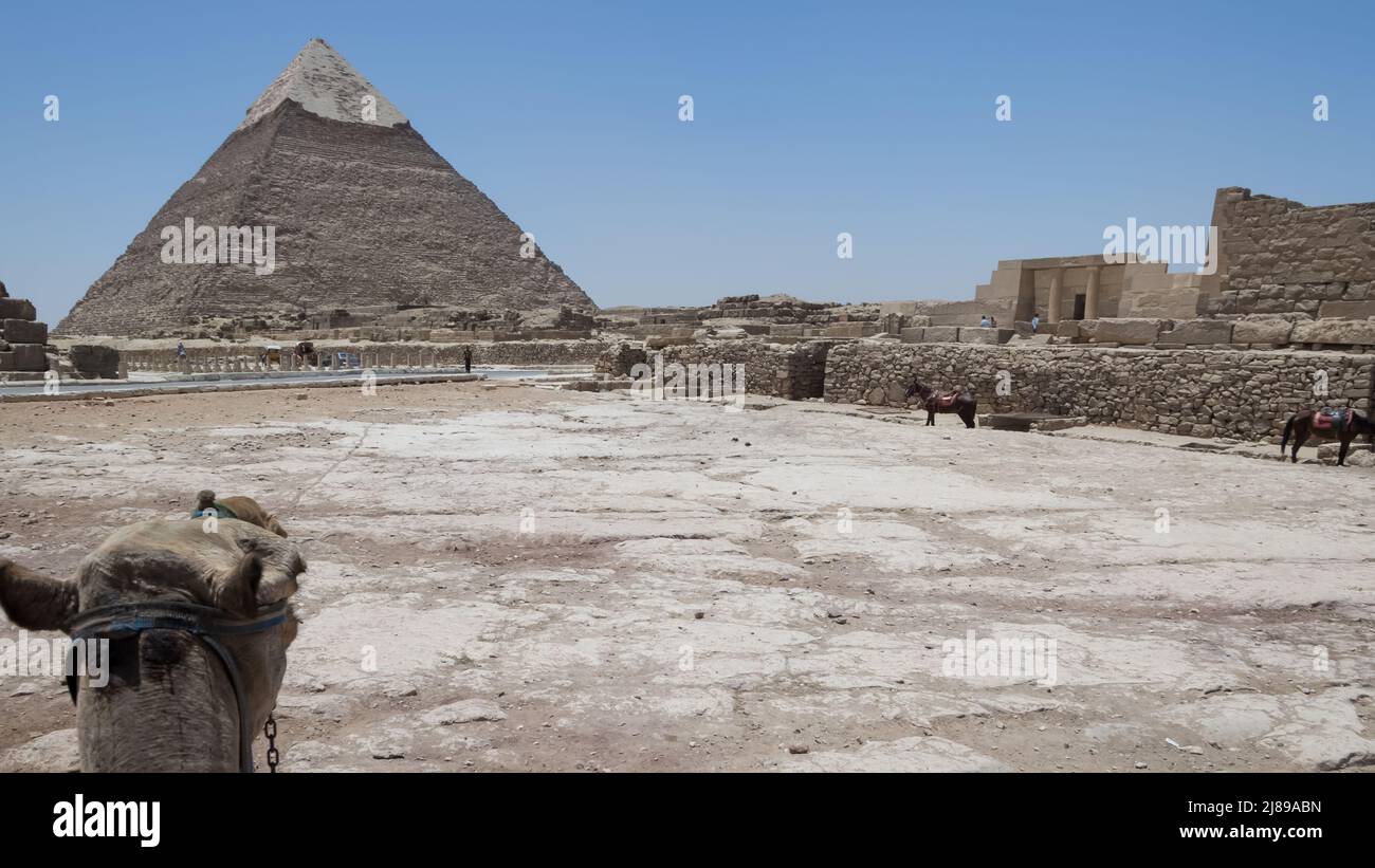 Architectural detail of the Giza pyramid complex located about 13 ...