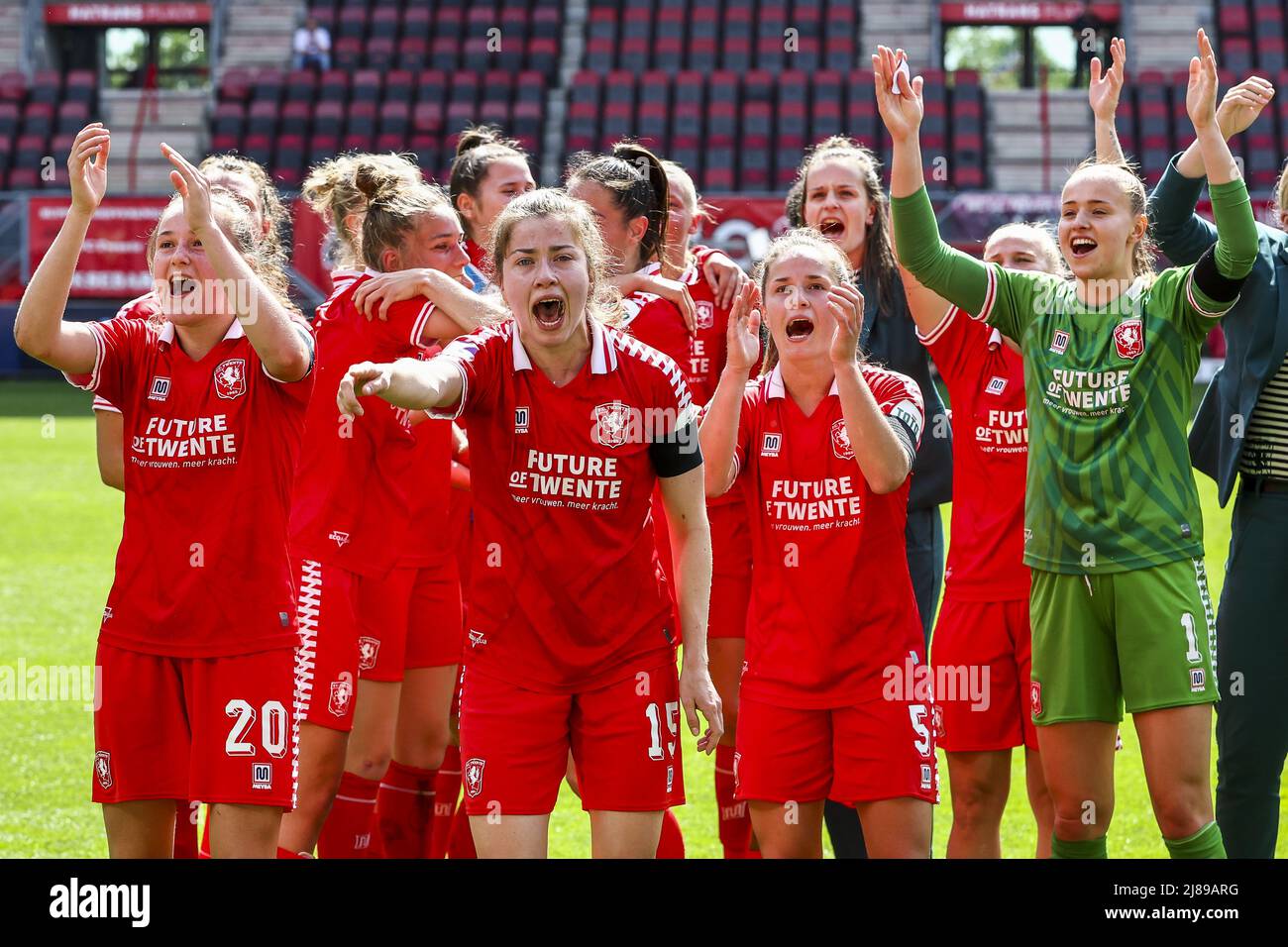 ENSCHEDE - The women's selection of FC Twente cheers after winning the ...