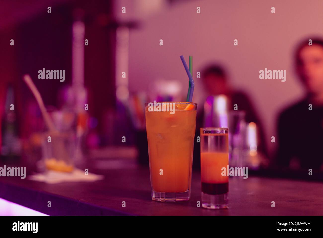 Alcoholic beverages based the bar at night club Stock Photo - Alamy