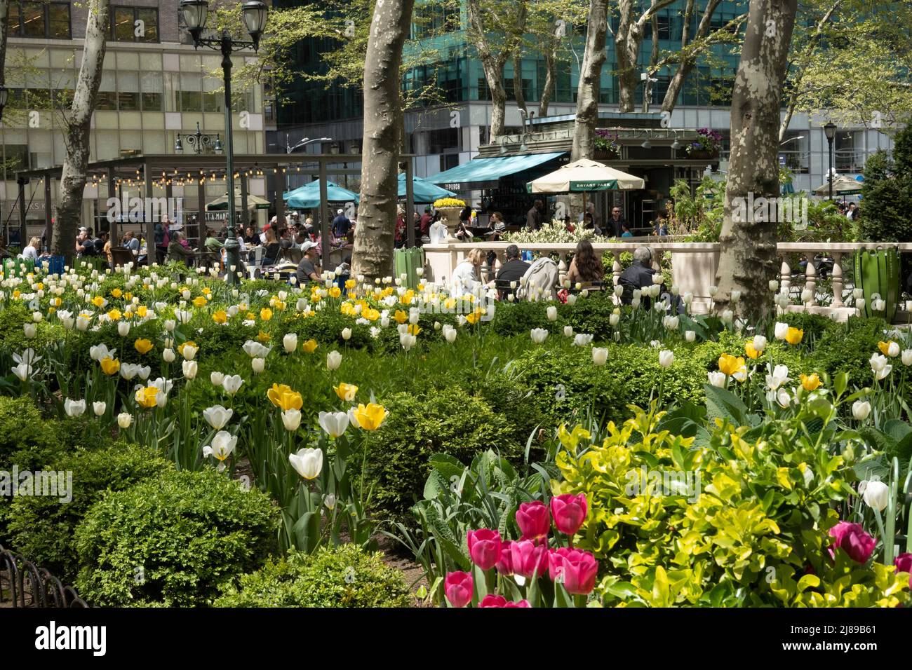 Bryant Park has beautiful landscaping in springtime, New York City, USA ...