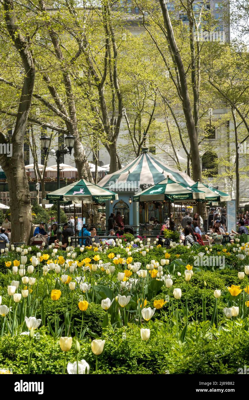 Bryant Park has beautiful landscaping in springtime, New York City, USA ...
