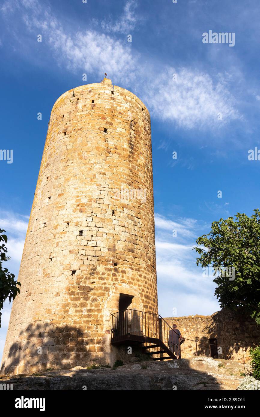 circular medieval tower in the catalan village of pals on the costa ...