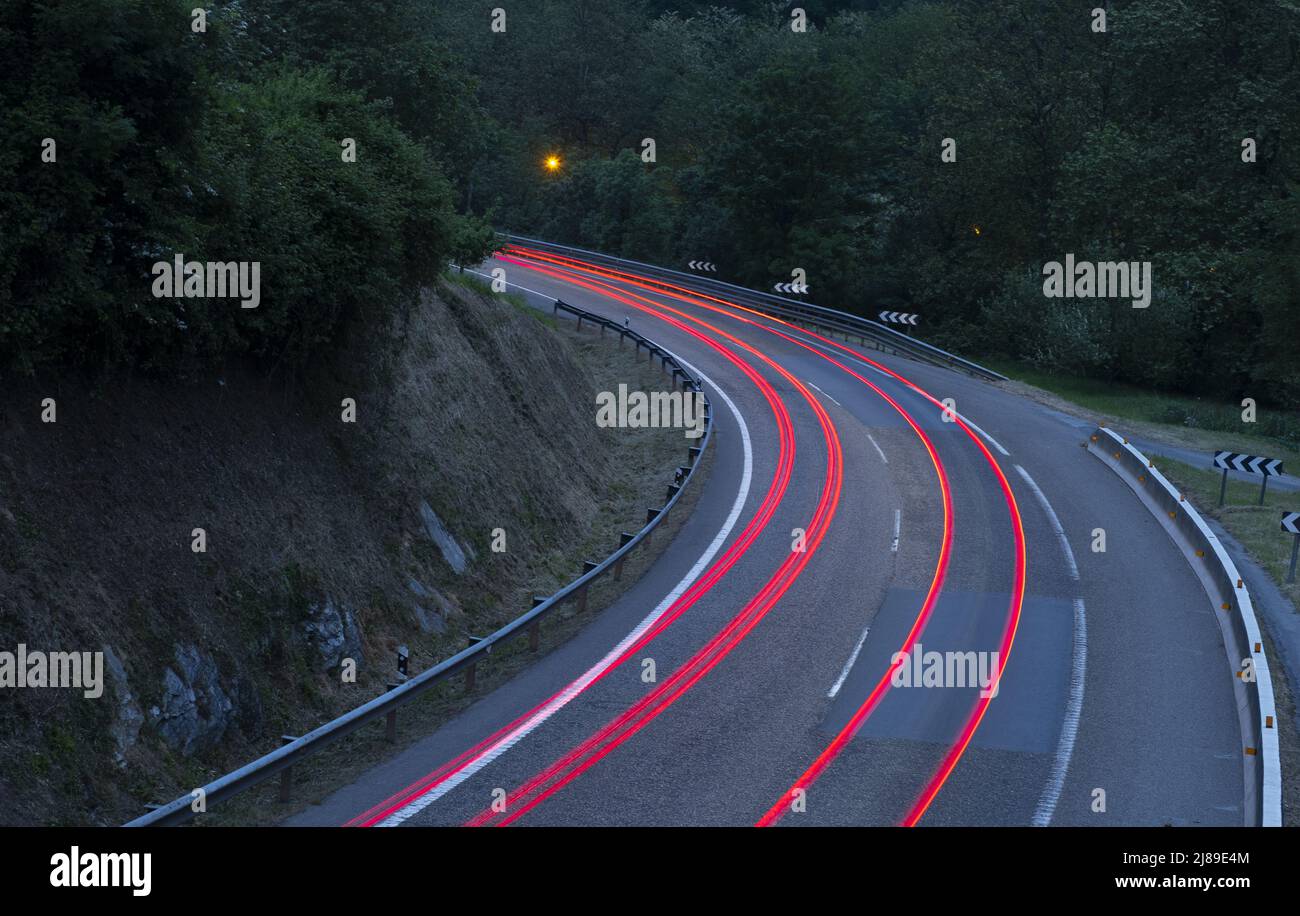 Red car lights on the freeway at night Stock Photo - Alamy