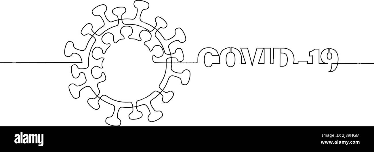 Continuous one line drawing. Vector Illustration COVID-19 symbol ...