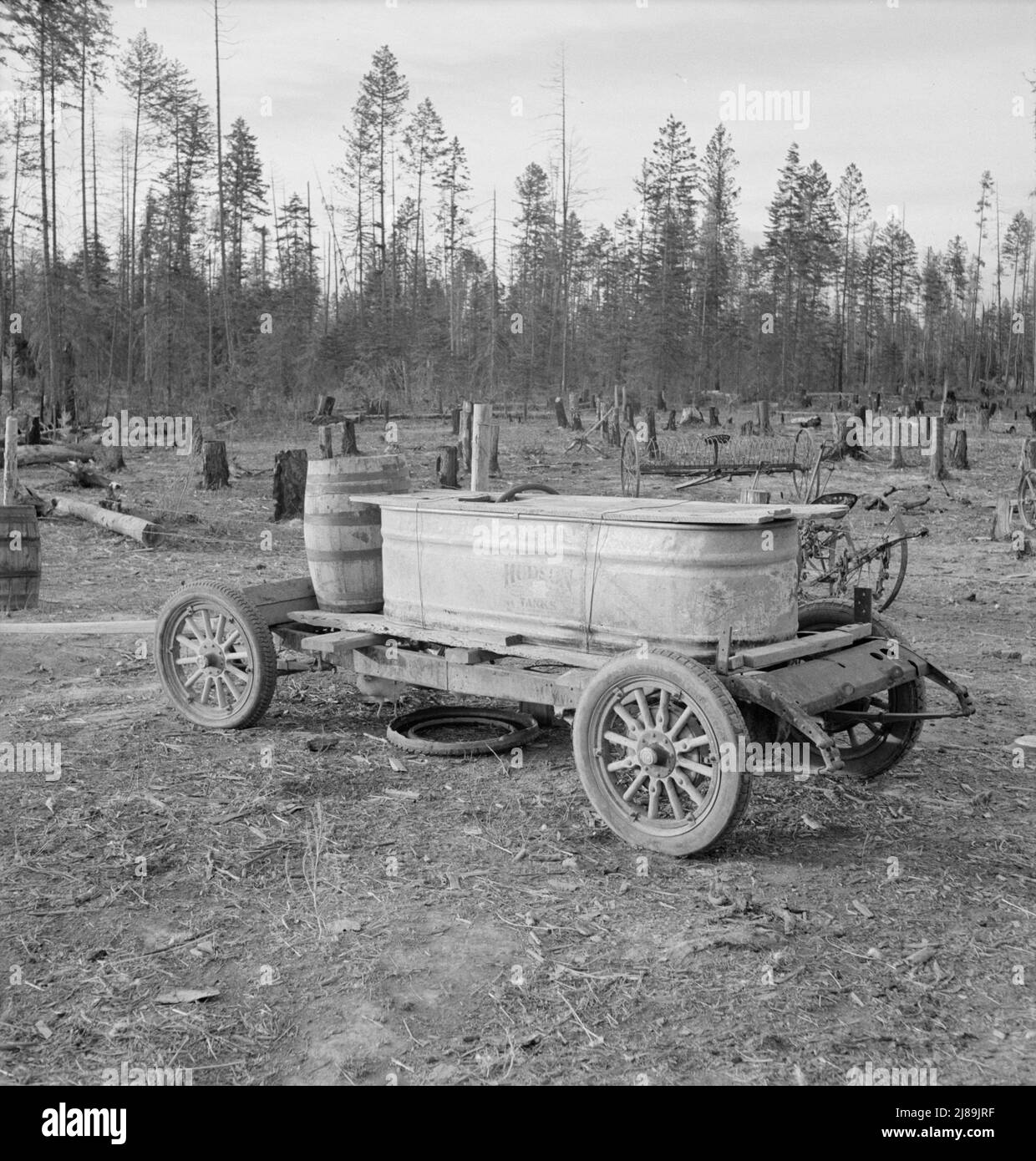 Improved water tank on stump ranch. Boundary County, Idaho Stock Photo ...