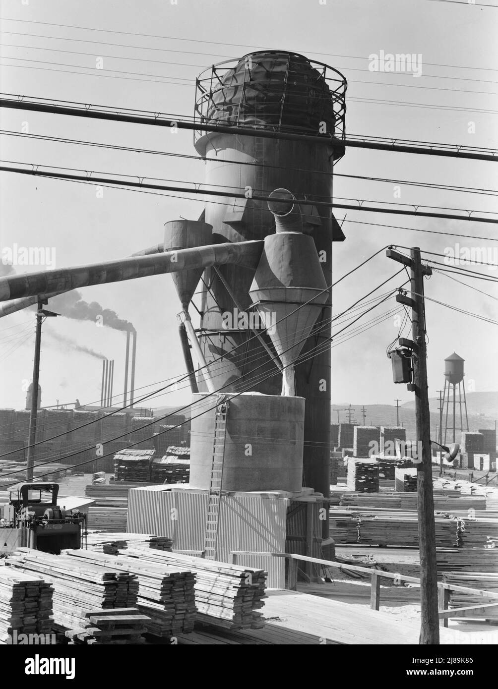 Lumber burner and stacks of the Big Lakes Lumber Company, which ...