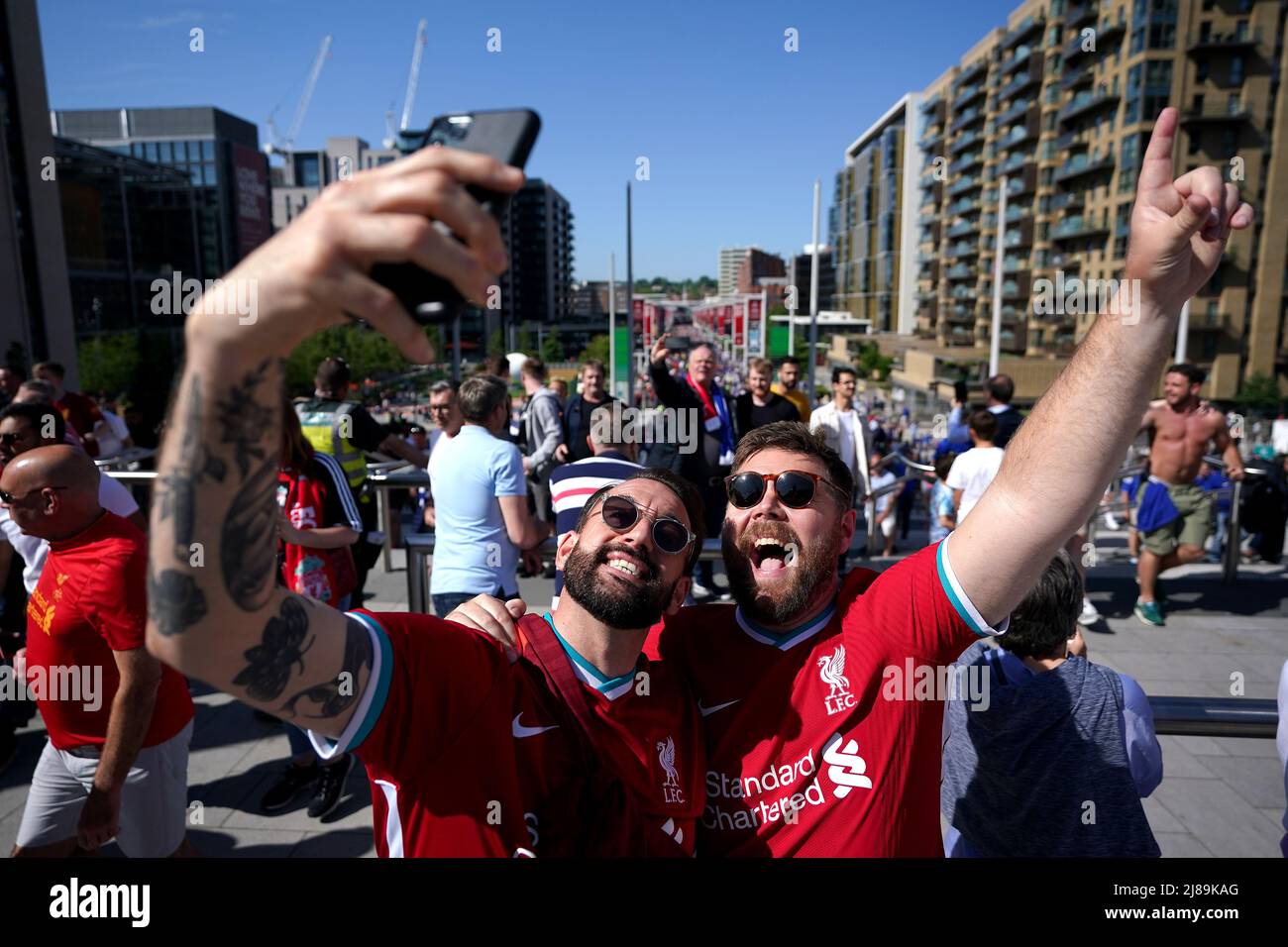 Liverpool fans take a selfie ahead of the Emirates FA Cup final at ...