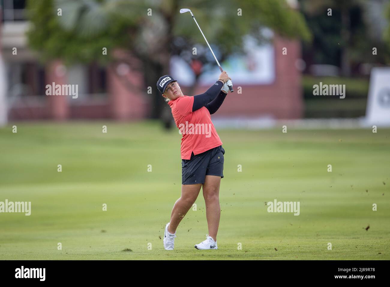 BANG KAPONG THAILAND - May 12: Chloe Williams of Wales takes a shot on ...