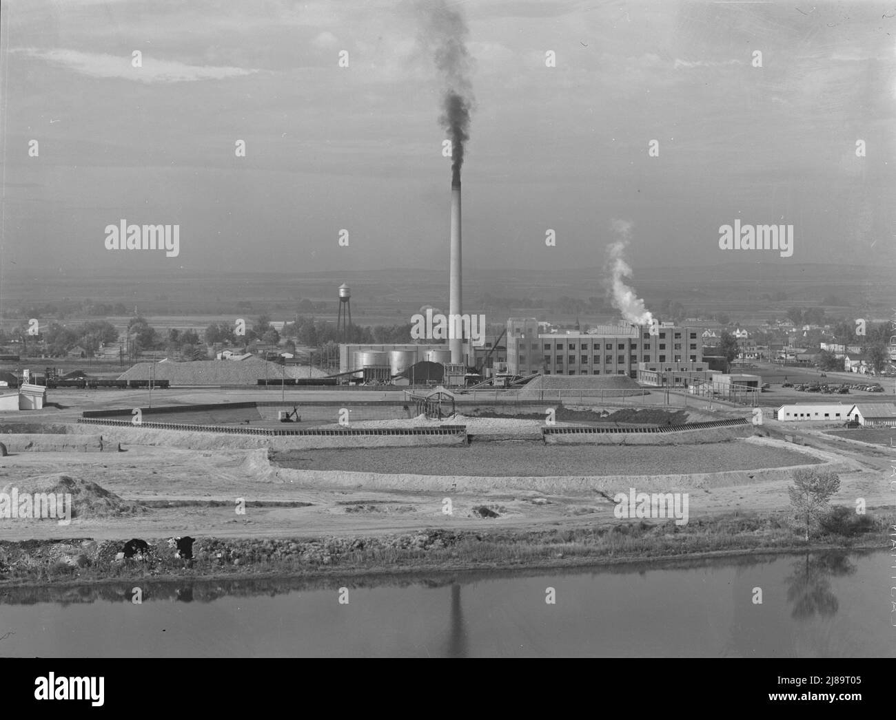 Factory chimneys landscape usa Black and White Stock Photos & Images ...