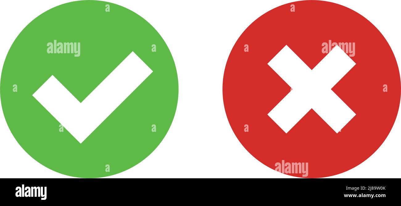 Round checkmark and cross mark icon. Editable vector Stock Vector Image ...