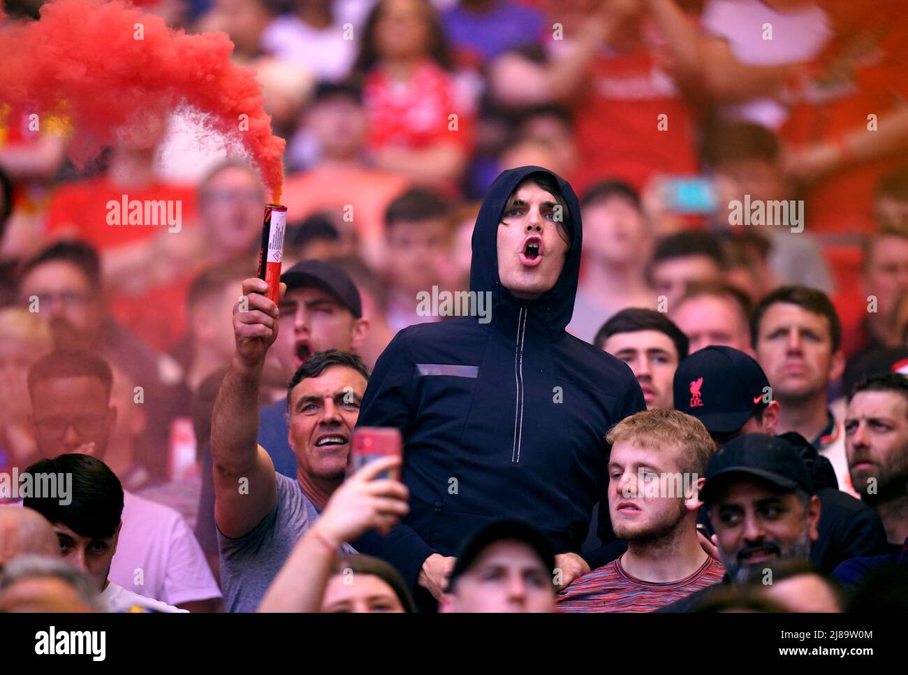 Liverpool fan with flare hi-res stock photography and images - Alamy