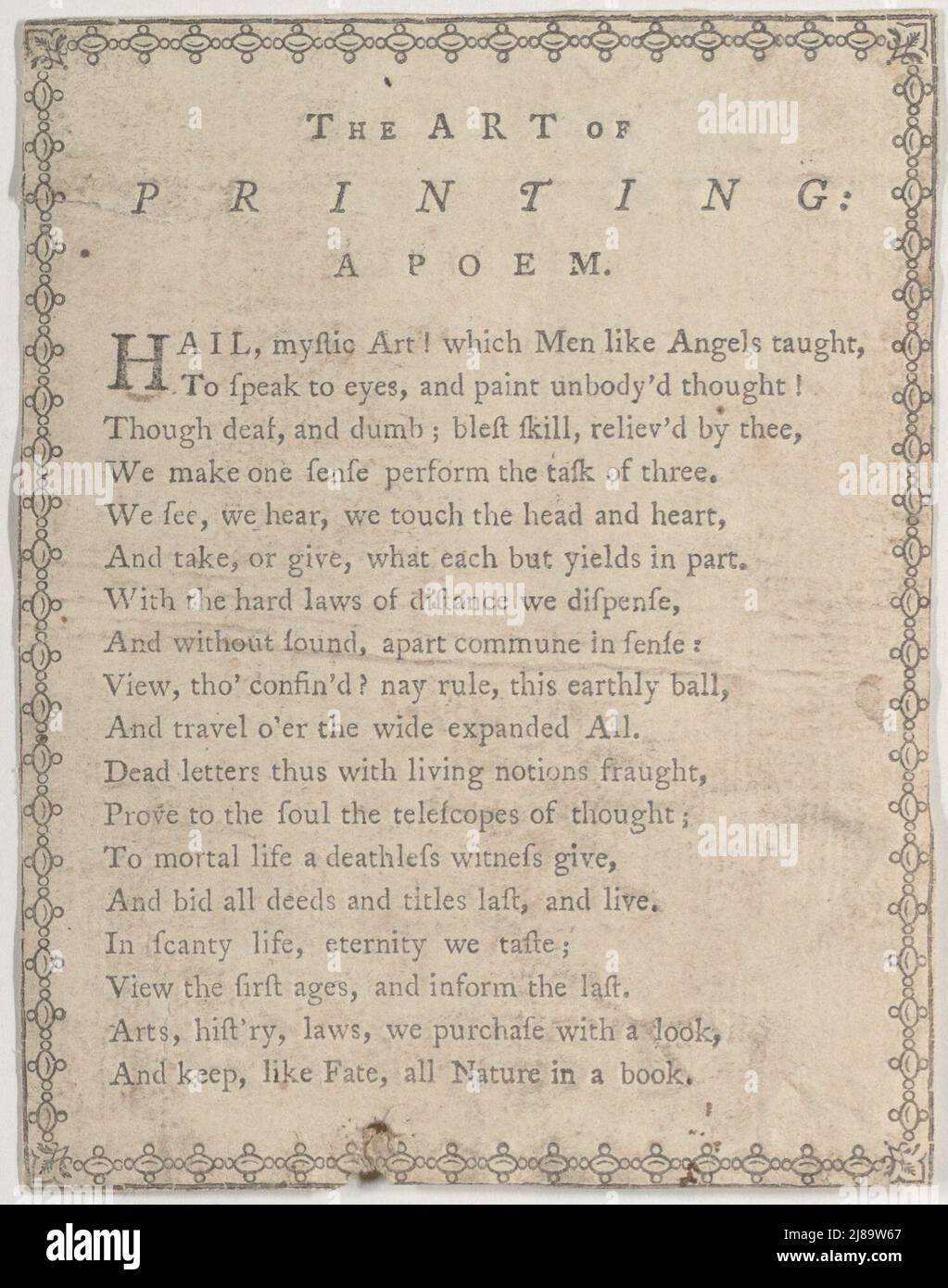 The Art of Printing: A Poem, 19th century Stock Photo - Alamy