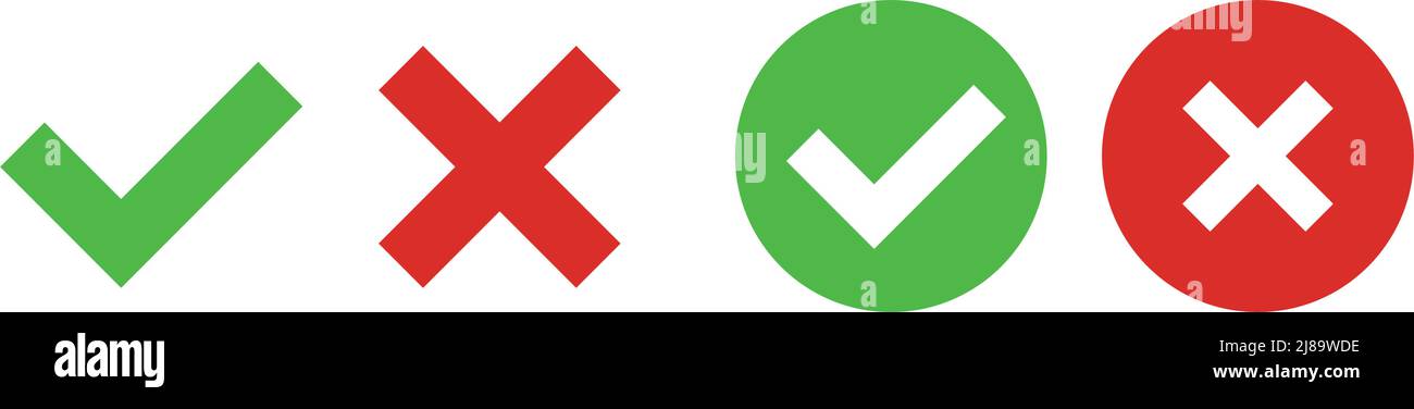 Check mark and cross mark icon set. Editable vector Stock Vector Image ...