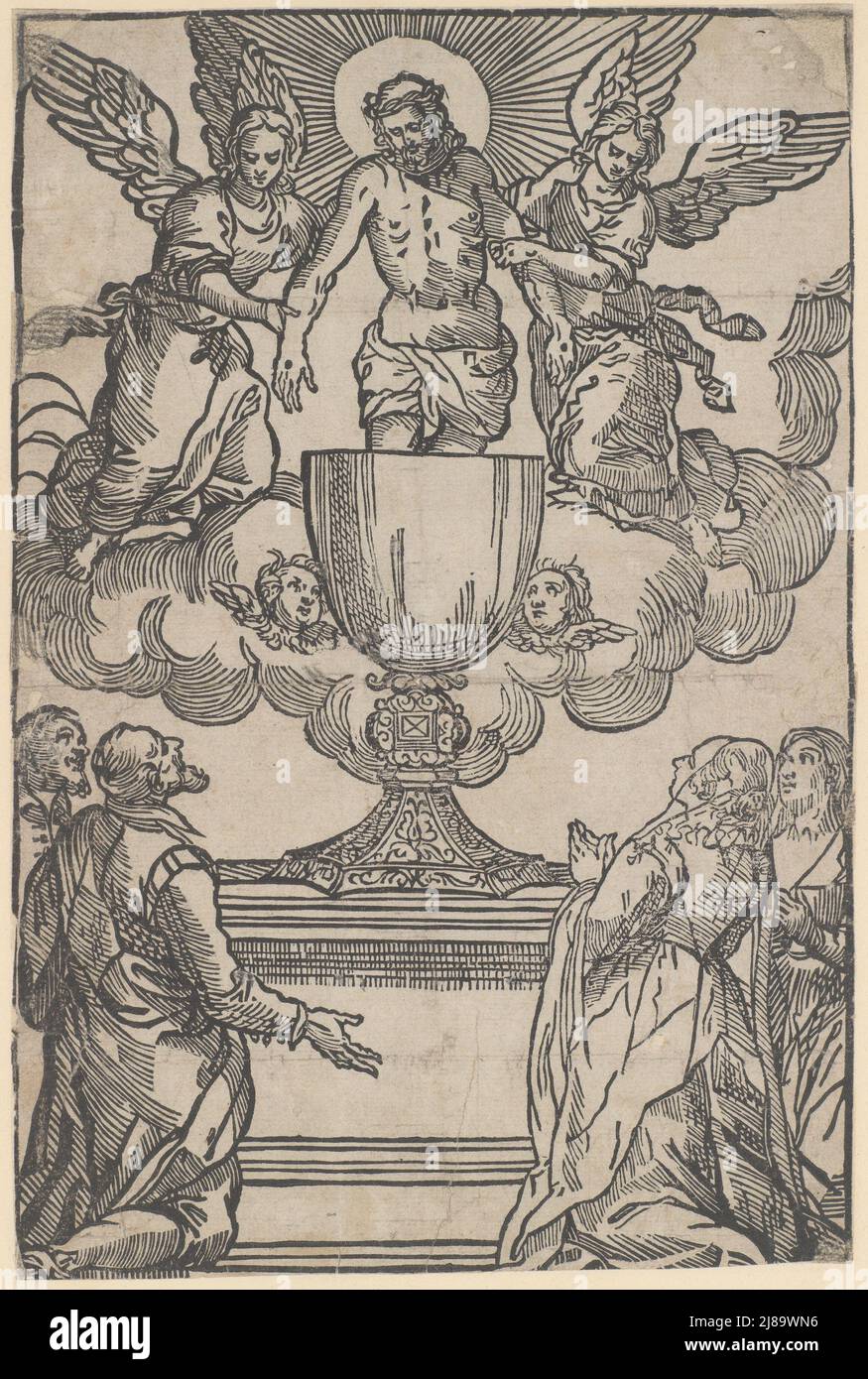The Triumph of the Eucharist, Christ as the Man of Sorrows supported by ...