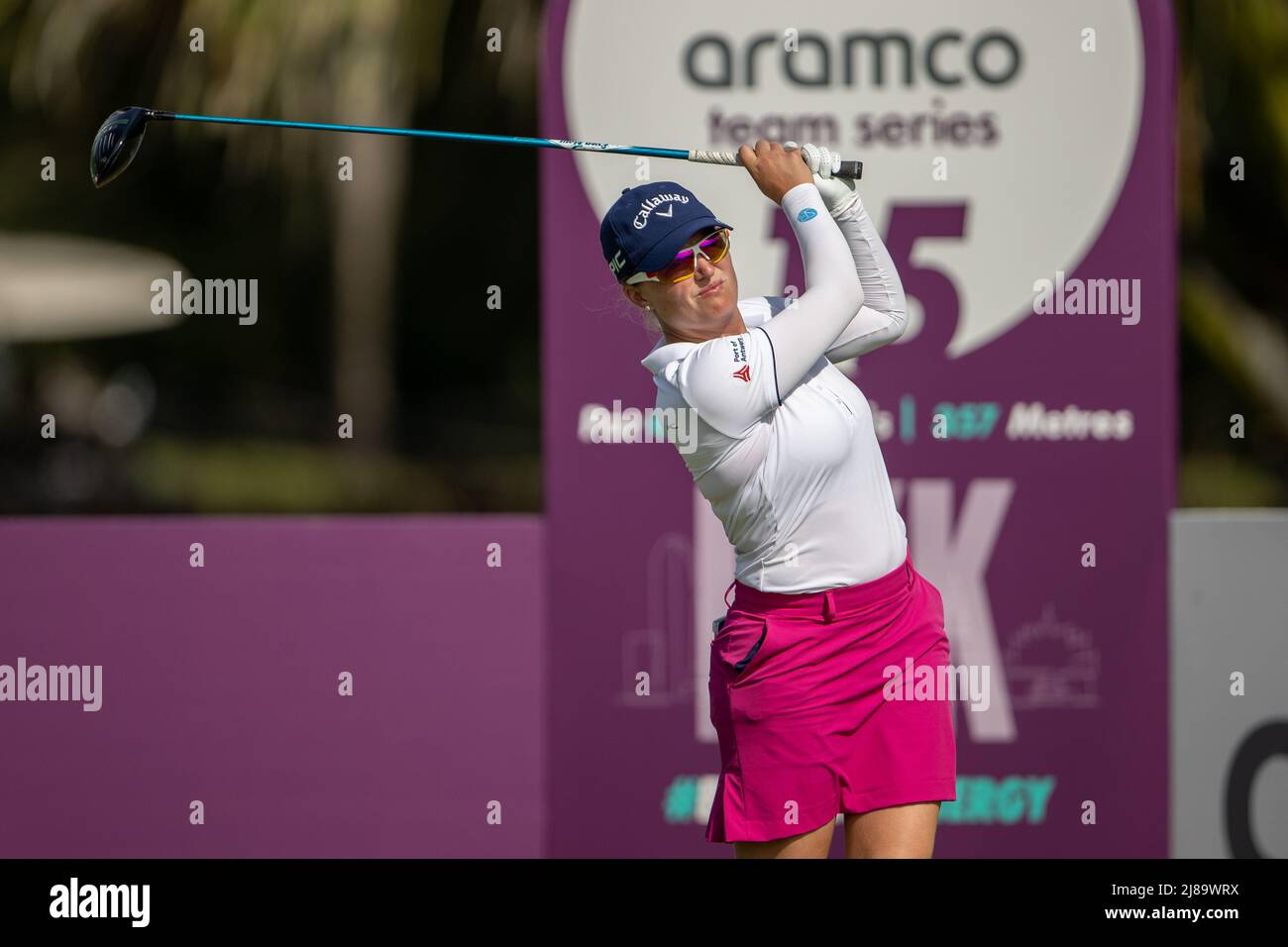 BANG KAPONG THAILAND - May 14: Manon De Roey of Belgium tees off on ...