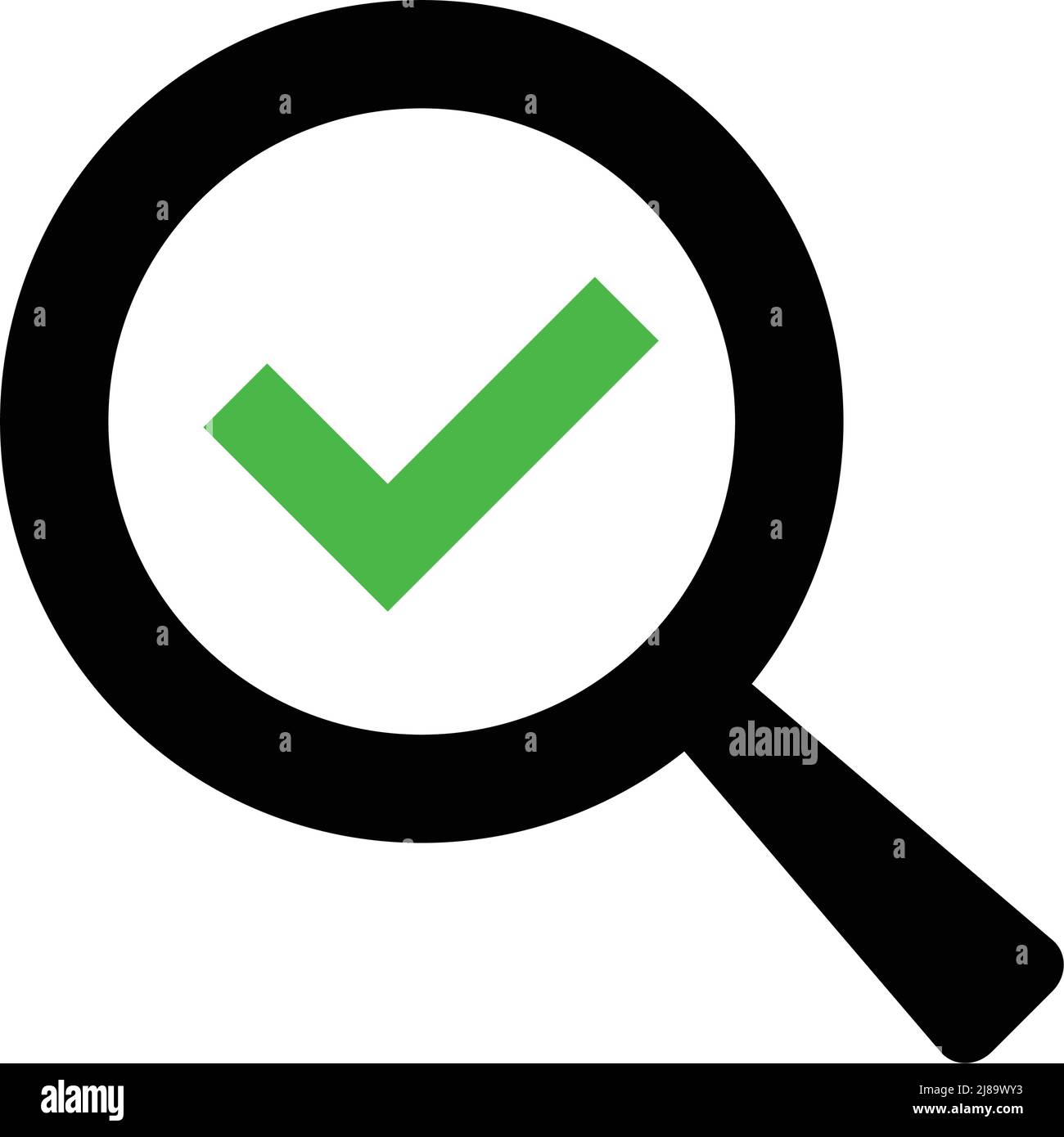 Green check mark and magnifying glass icon. Editable vector Stock ...