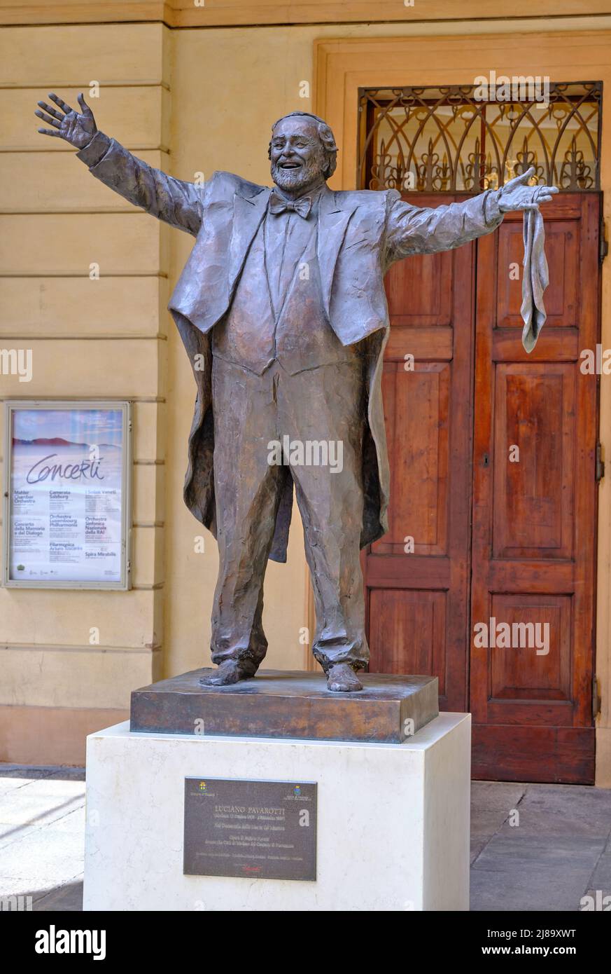 Statue of Luciano Pavarotti, the legendary Italian opera tenor, in ...