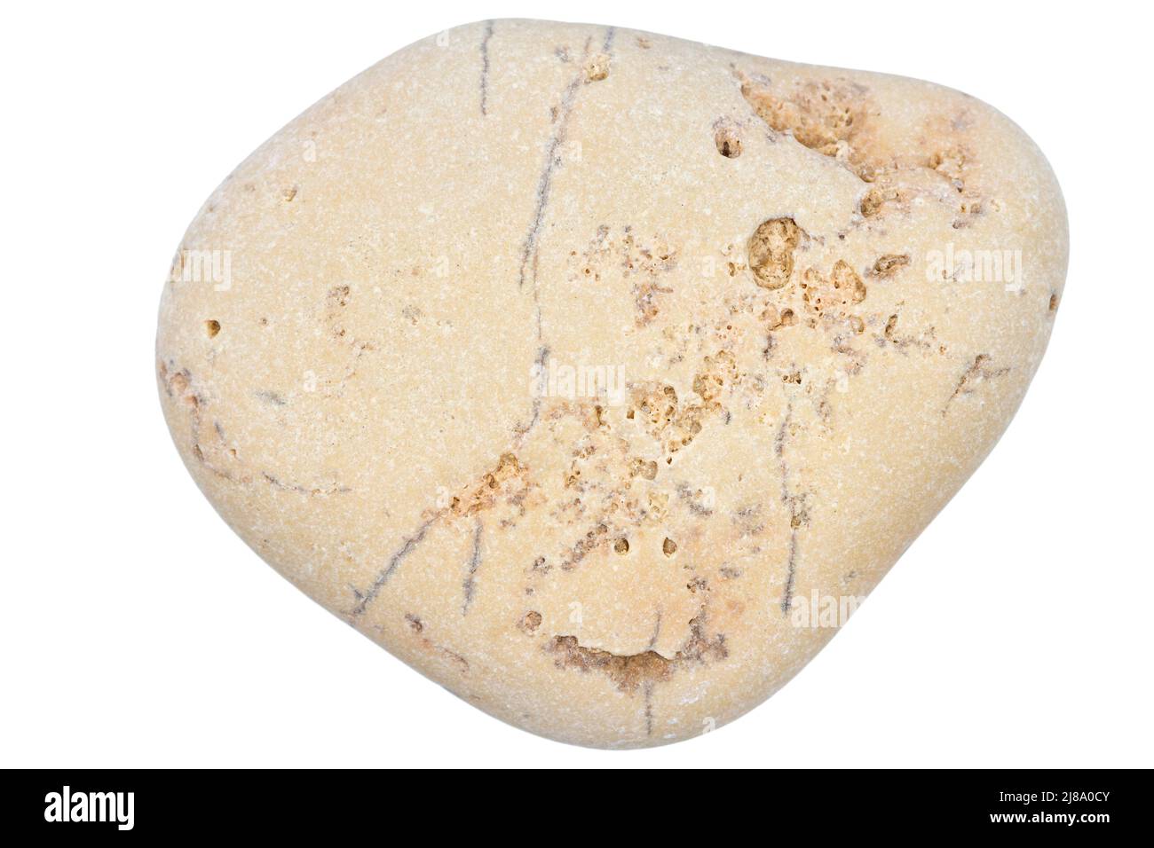 Top view of single yellow pebble isolated on white background Stock ...