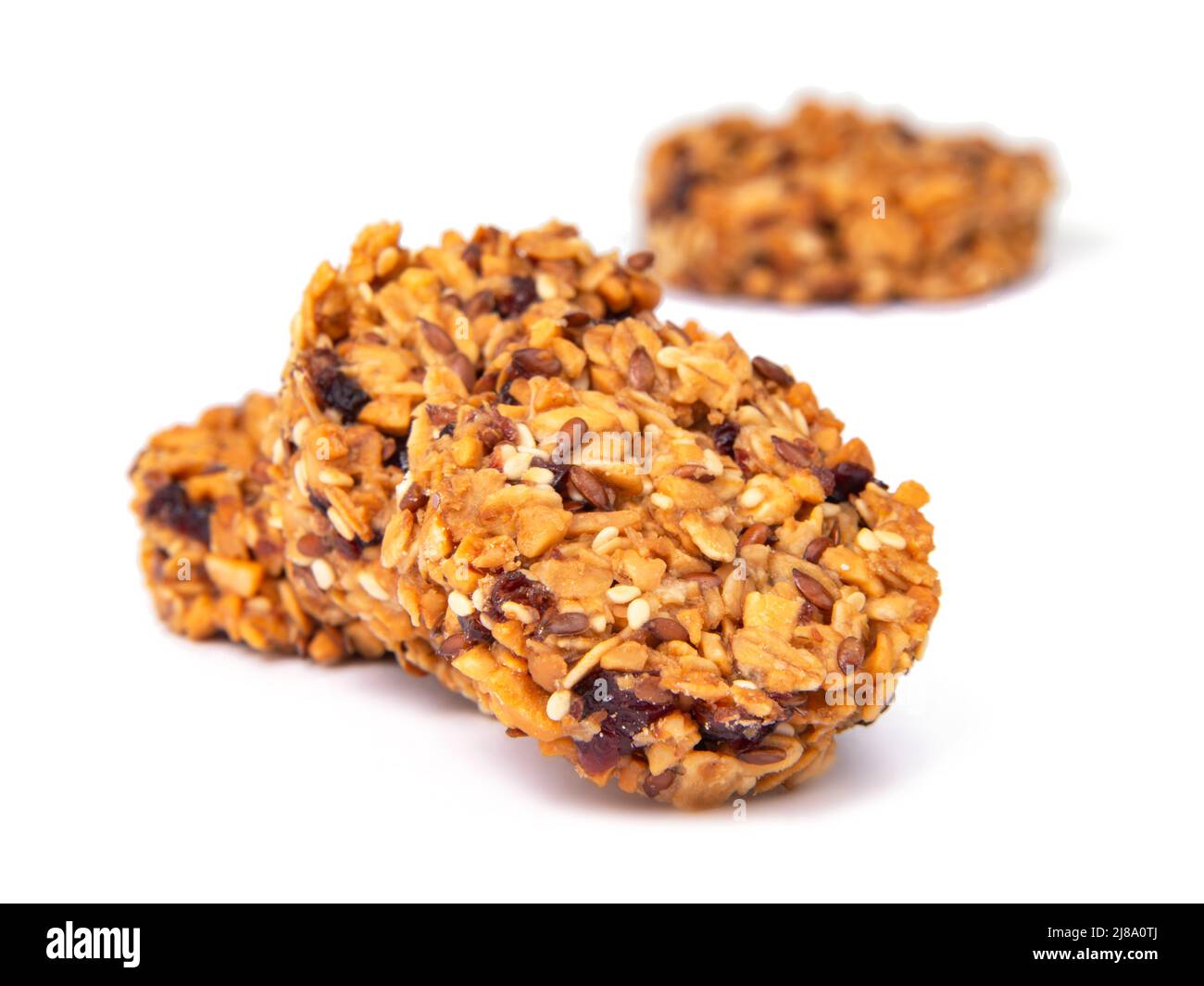 Natural cookies no sugar with honey oatmeal grain isolated on the white ...