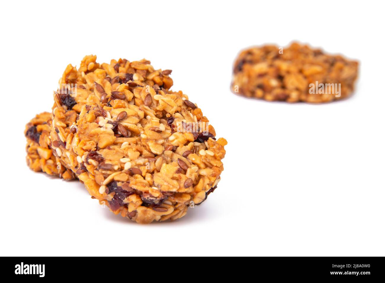 Natural cookies no sugar with honey oatmeal grain isolated on the white ...