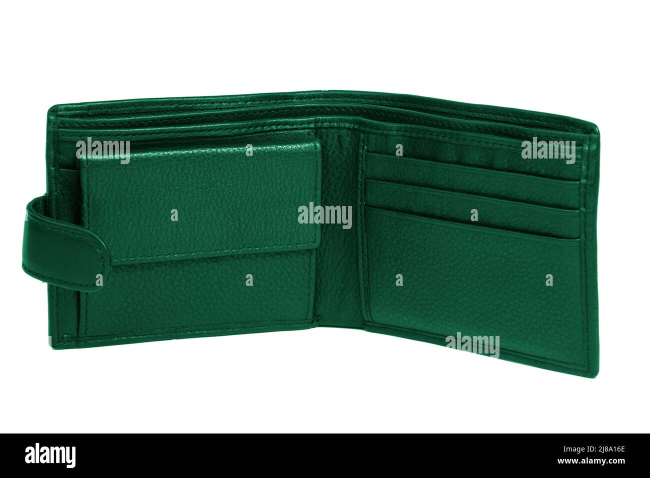 Green opened leather wallet classic isolated on the white background ...