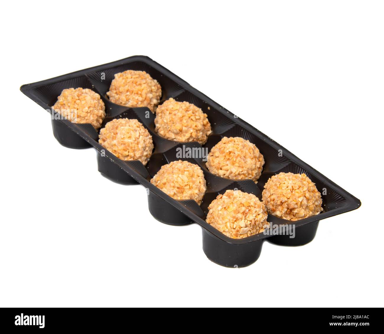 Peanut wafer balls sweet in box isolated on the white background Stock ...