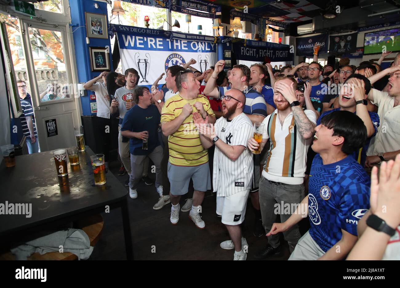 Chelsea fans reacts as they watch the Emirates FA Cup final between ...