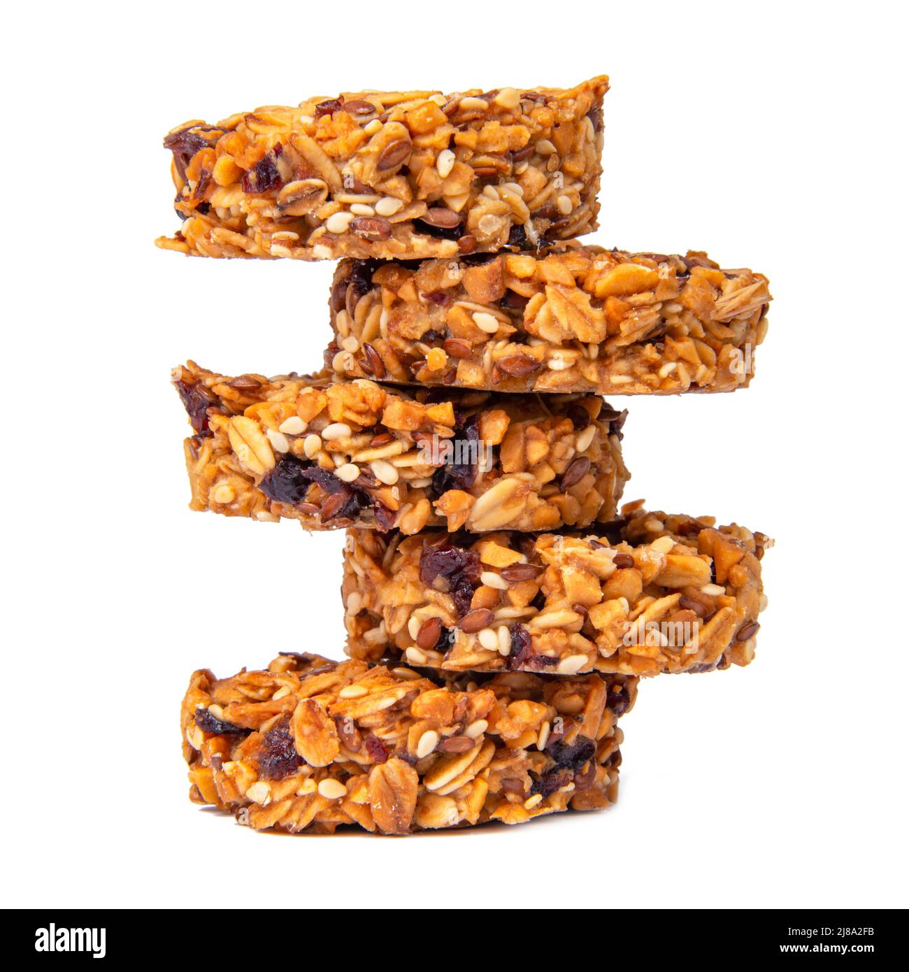 Tower of cookies with honey oatmeal grain isolated on the white Stock ...