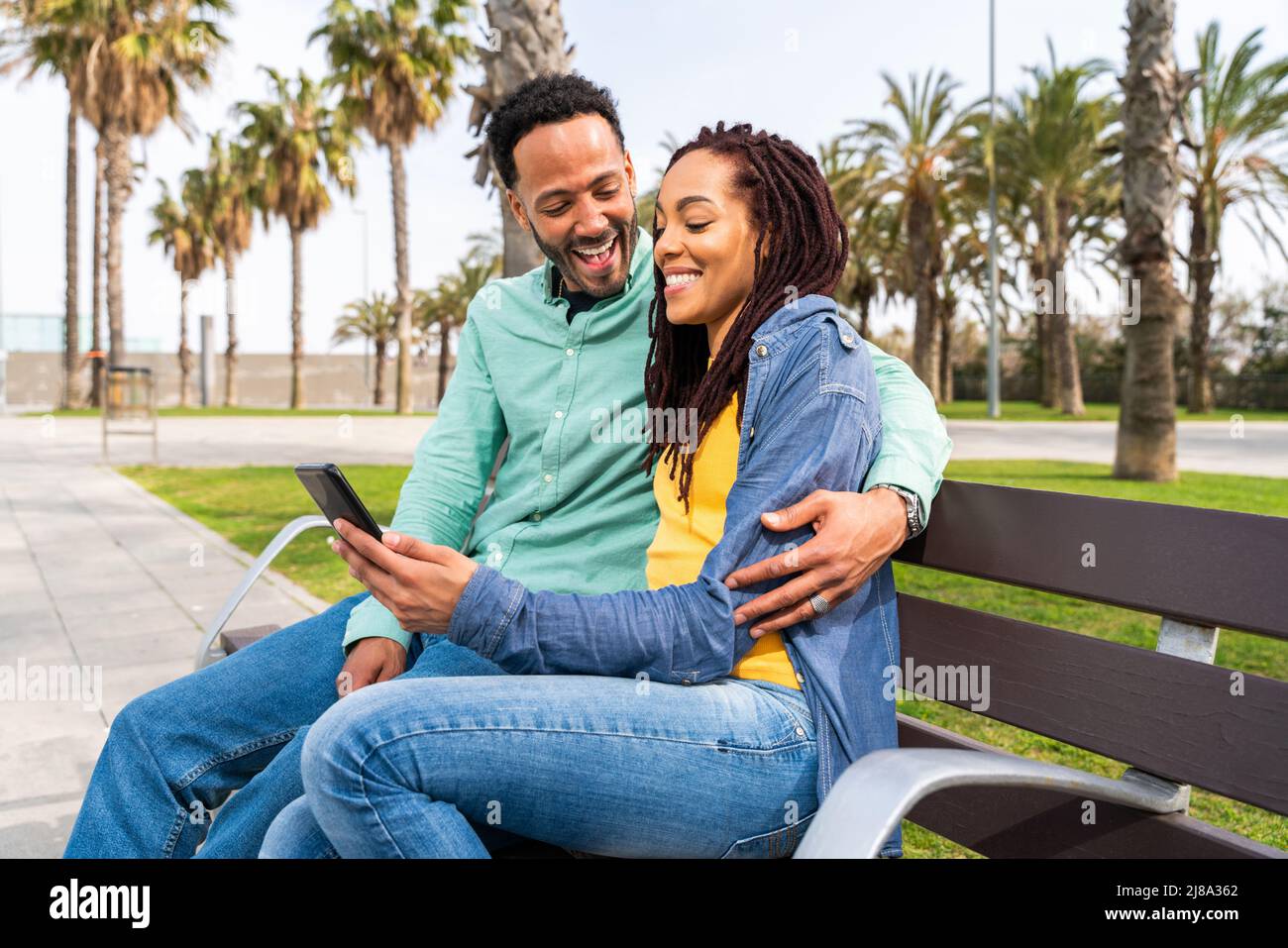 Beautiful happy hispanic latino couple of lovers dating outdoors ...