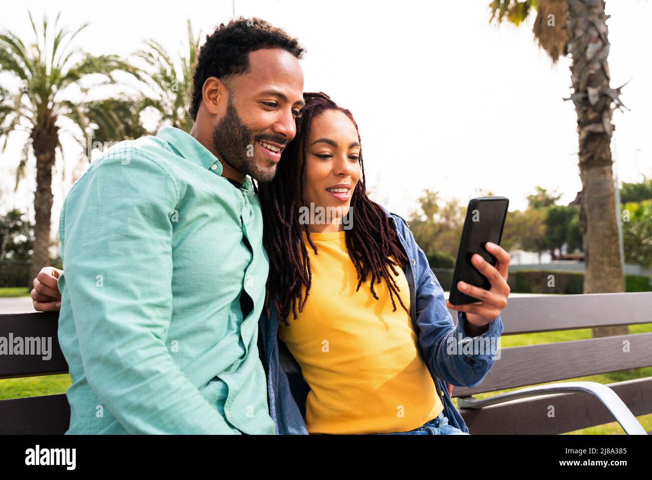 Beautiful happy hispanic latino couple of lovers dating outdoors ...