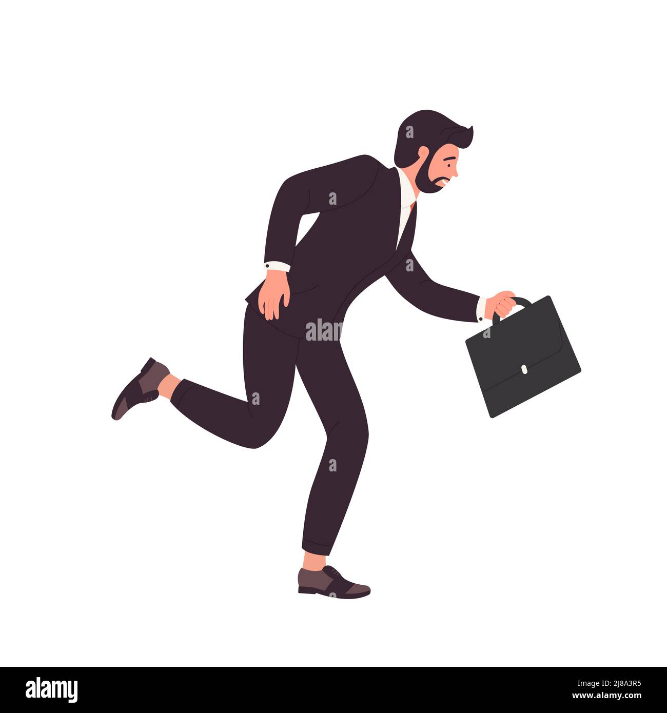 Running businessman with suitcase. Office manager in a hurry vector ...