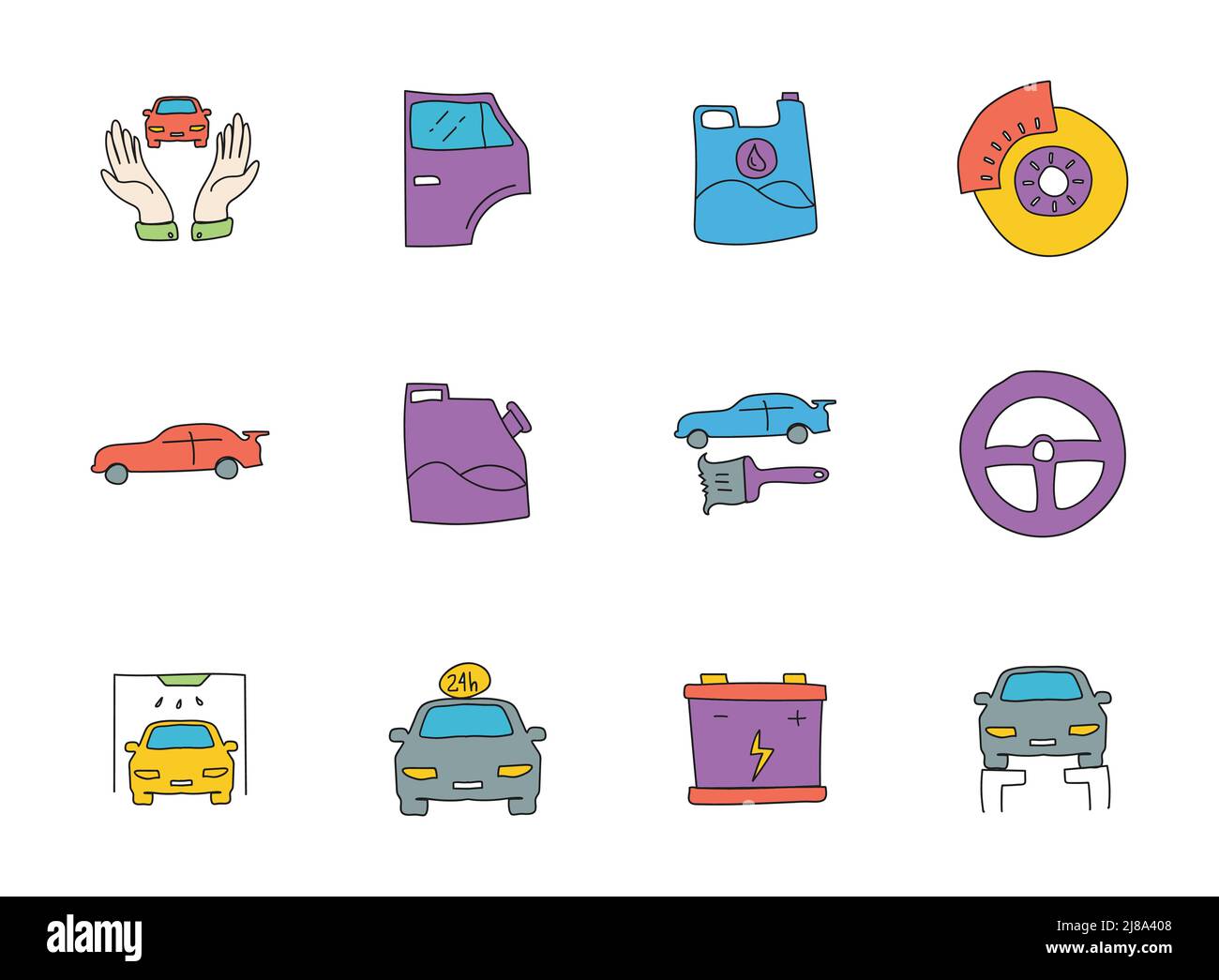 car service doodles isolated on white Stock Vector Image & Art - Alamy