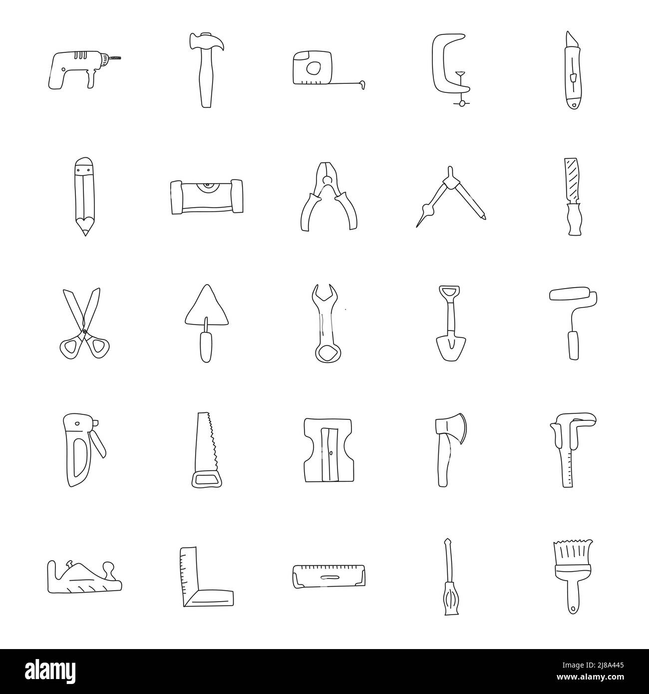 work tools hand drawn linear doodles Stock Vector Image & Art - Alamy