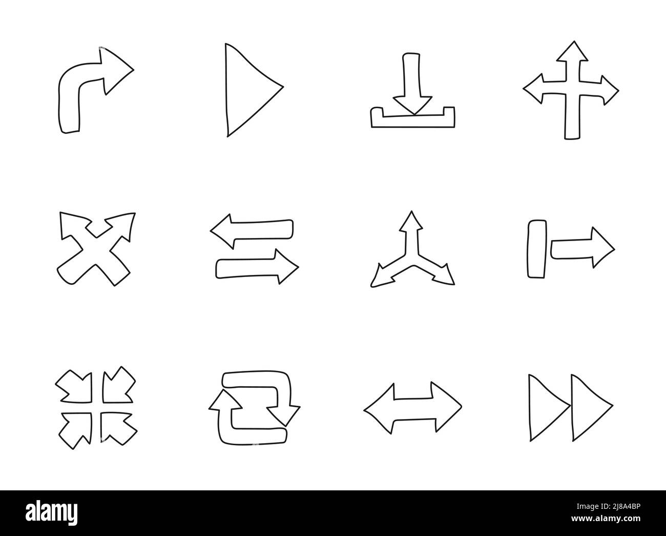 Arrows hand drawn linear vector icons Stock Vector Image & Art - Alamy