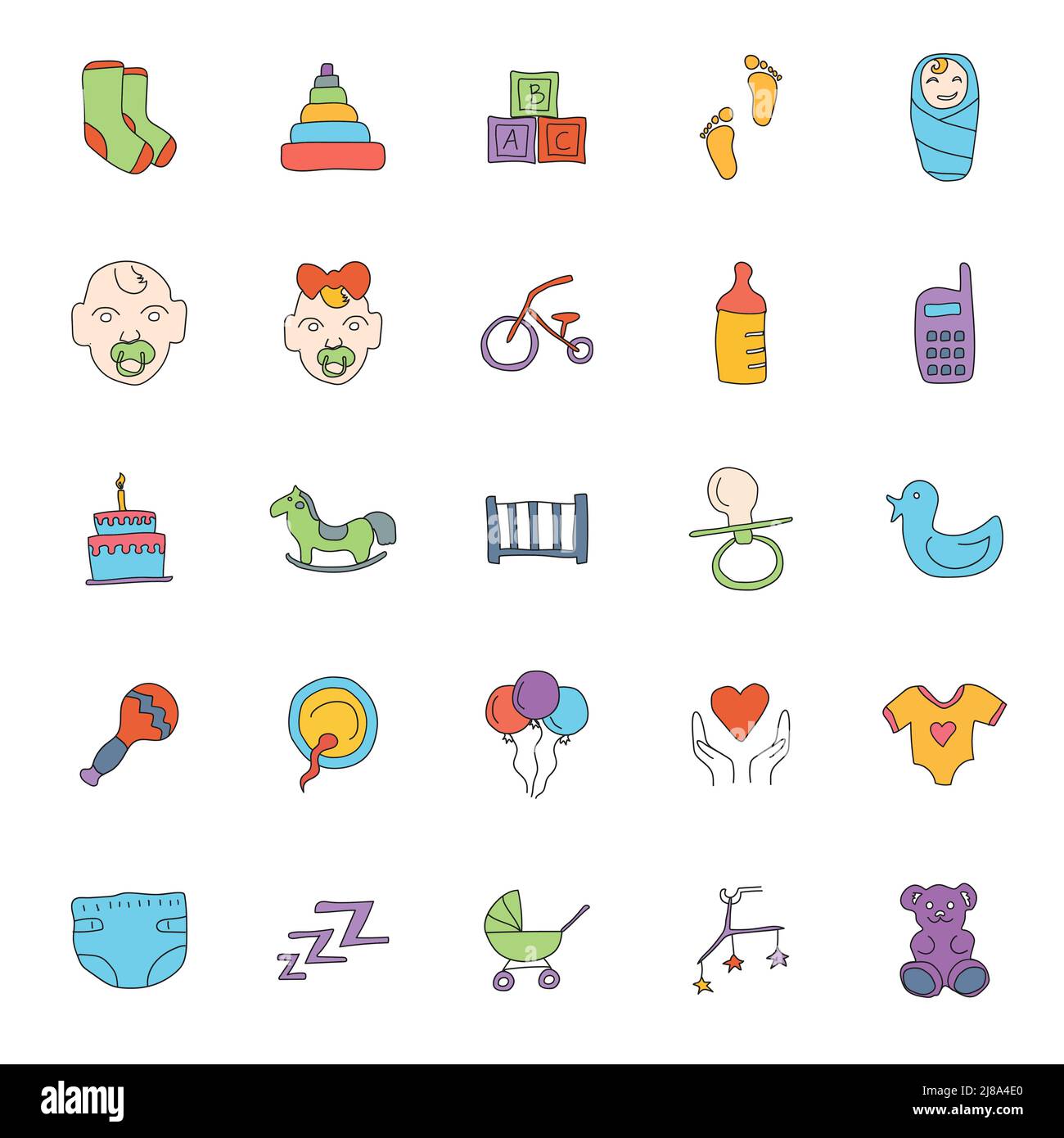 baby hand drawn linear doodles Stock Vector Image & Art - Alamy
