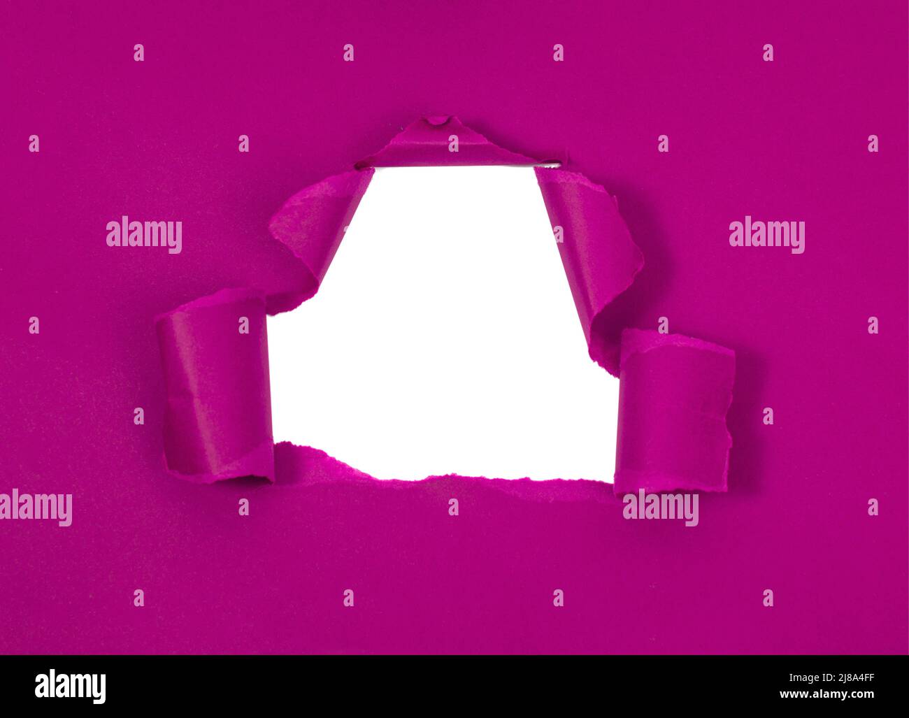 Pink crushed torn paper with hole copyspace background for idea Stock ...