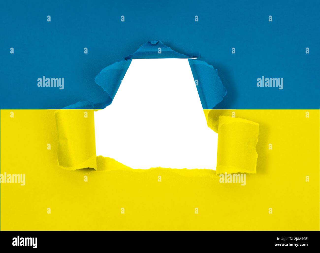 Blue crushed torn paper with hole copyspace background for idea Stock ...