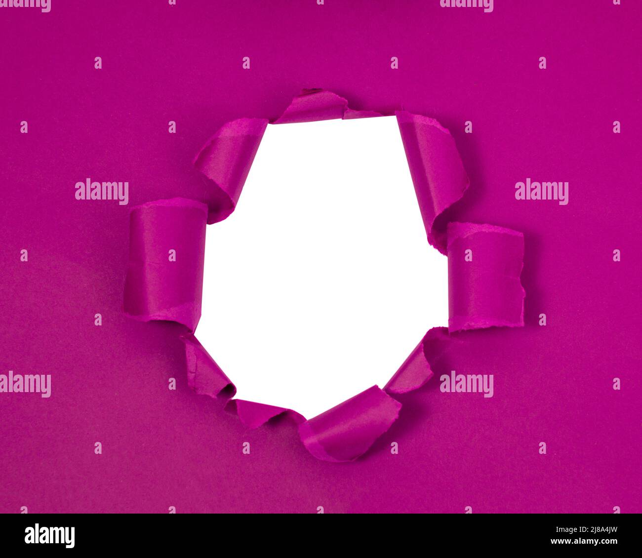 Pink crushed torn paper with hole copyspace background for idea Stock ...