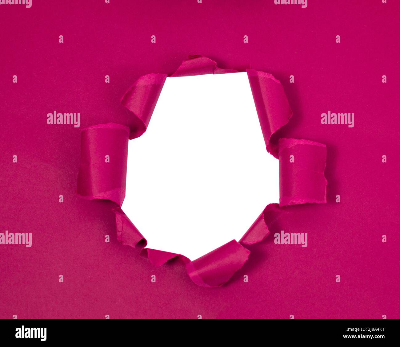 Pink crushed torn paper with hole copyspace background for idea Stock ...