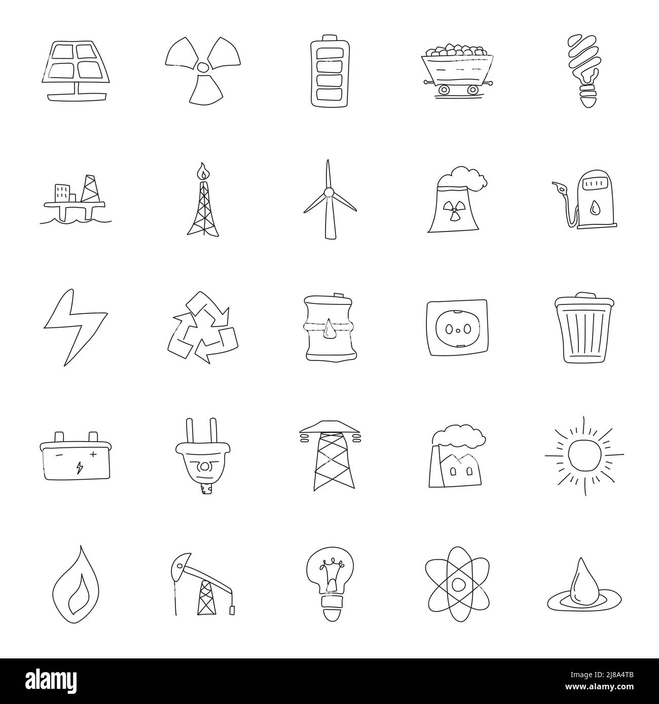 energy hand drawn linear doodles Stock Vector Image & Art - Alamy